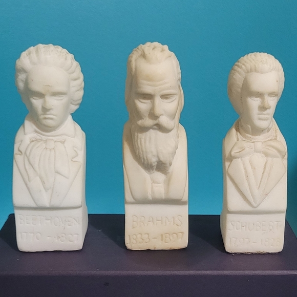 Vintage | Art | 3 Stone Musical Composers Mini Busts Beethoven Brahms ...